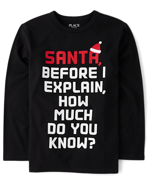Boys Christmas Long Sleeve Santa Explain Graphic Tee - BLACK | The ...