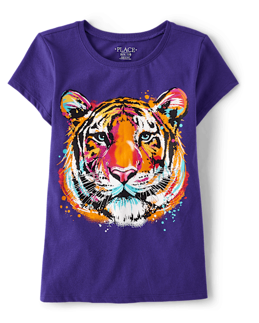 Girls Short Sleeve Tiger Graphic Tee - SOLAR STORM | The Children's Place
