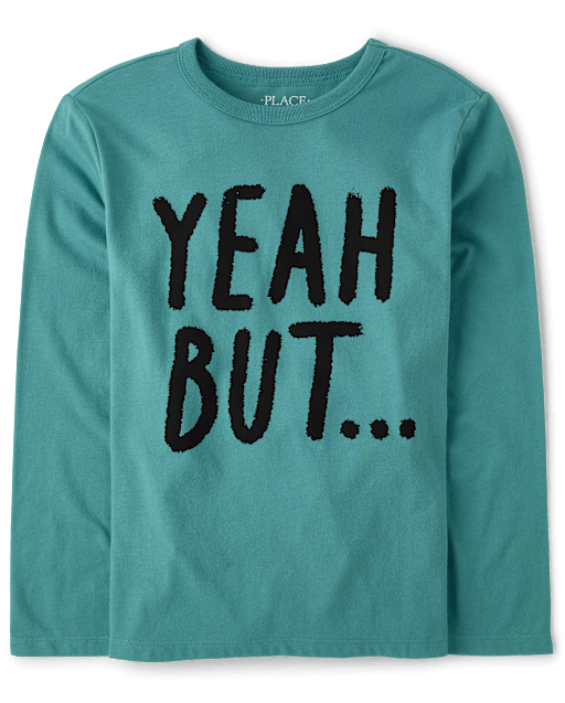Boys Long Sleeve Yeah But Graphic Tee - BRITTANY BLUE | The Children's ...