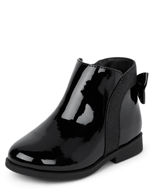 Toddler Girls Glitter Bow Booties - BLACK | The Children's Place