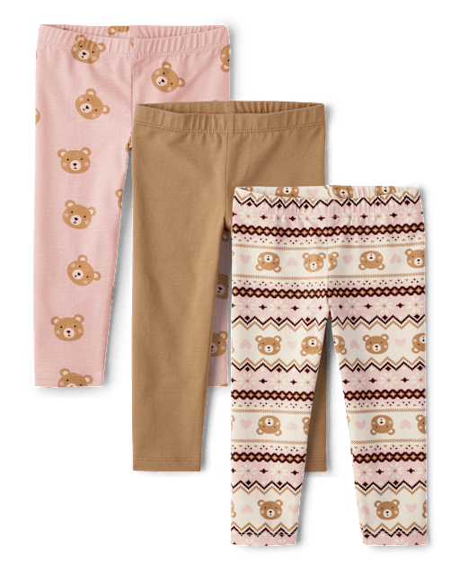 Toddler Girls Print Leggings 3-Pack - PINK | The Children's Place CA