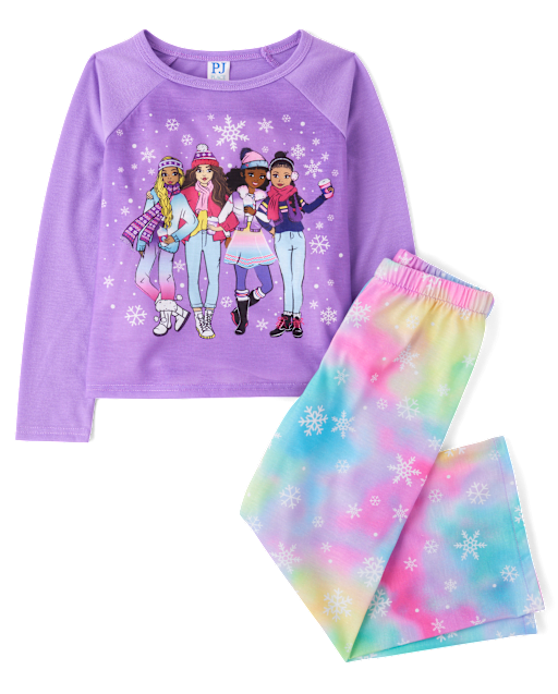 Girls Long Sleeve Snow Pajamas - BOXING PINK NEON | The Children's Place CA
