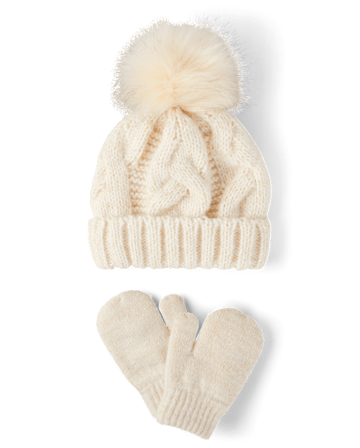 Toddler Girls Cable Knit 2-Piece Cold Weather Set - H/T OATML | The ...