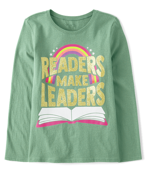 Girls Long Sleeve Readers Make Leaders Graphic Tee - HOLLY LEAF | The ...