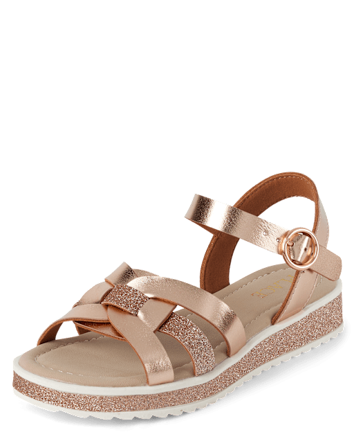 Girls Glitter Platform Sandals - METALLIC | The Children's Place