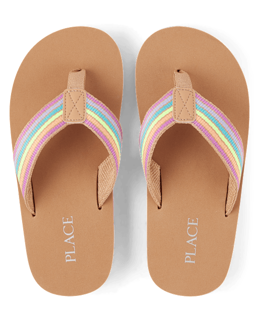 Girls Striped Flip Flops - TAN | The Children's Place
