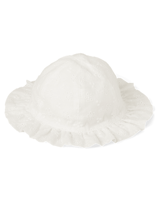 Baby Girls Eyelet Ruffle Bucket Hat - WHITE | The Children's Place