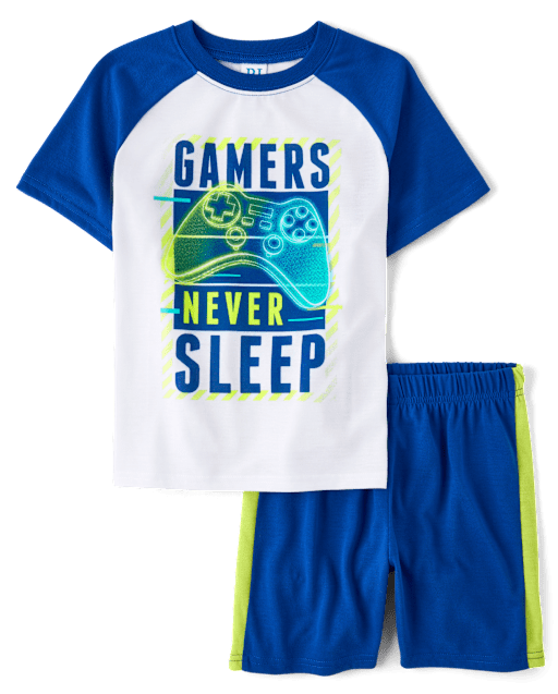 Boys Short Raglan Sleeve Gamer Pajamas - BLUE | The Children's Place