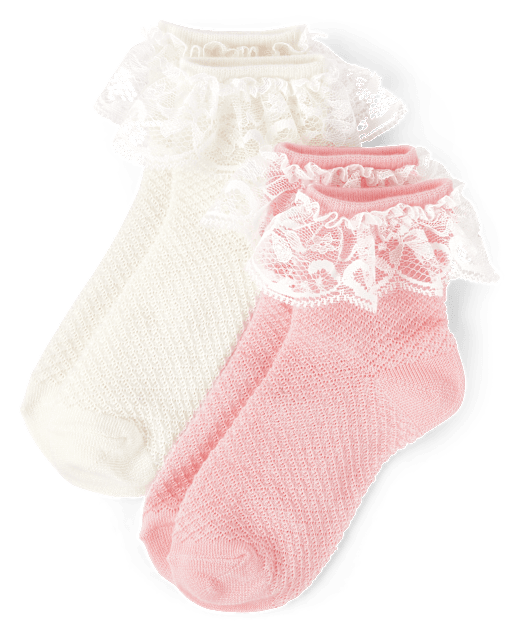 Girls Pointelle Ruffle Midi Socks 2-Pack - MULTI | The Children's Place