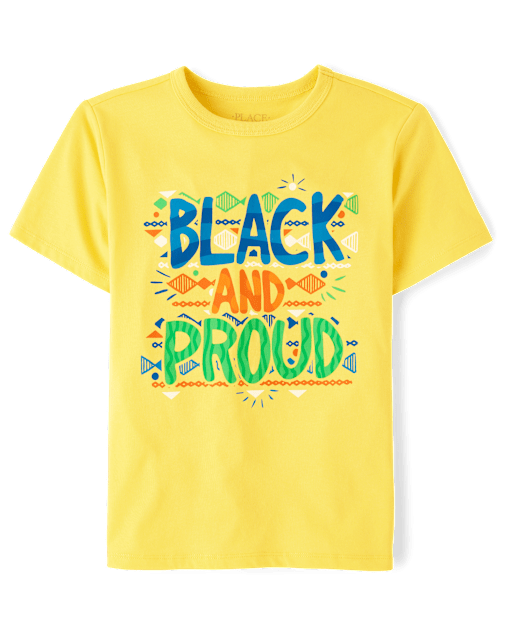 Boys Short Sleeve Black And Proud Graphic Tee - YELLOW | The Children's ...