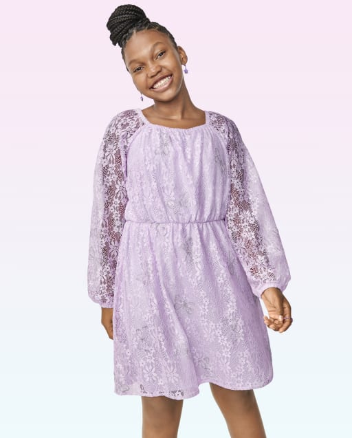 Girls Butterfly Lace Dress
