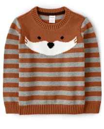 Boys Long Sleeve Intarsia Fox Striped Sweater - Harvest | Gymboree CA ...