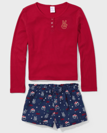 Teen Girls Long Sleeve Holiday Henley Pajama Set | The Children's Place ...