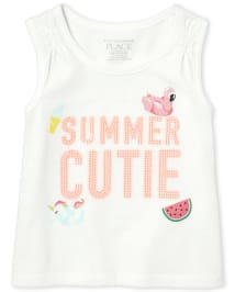 Baby And Toddler Girls Smocked Embellished Graphic Tank Top | The ...