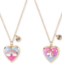 Girls Glitter Rainbow Unicorn BFF Locket Necklace 2-Pack | The Children ...