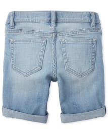 Girls Roll Cuff Denim Skimmer Shorts - DENIM | The Children's Place CA