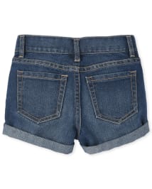Girls Roll Cuff Denim Shortie Shorts | The Children's Place CA - DK ...