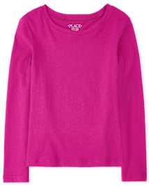 Girls Long Sleeve Basic Layering Tee | The Children's Place CA - AURORA ...