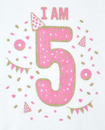 Girls Birthday Short Sleeve Glitter 'I Am 5' Graphic Tee | The Children ...