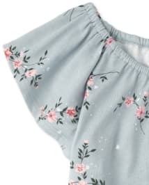 Girls Short Sleeve Floral Button Down Tie Front Top | The Children's ...