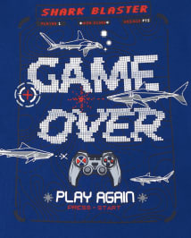 Boys Long Sleeve 'Game Over' Shark Video Game Snug Fit Cotton Pajamas ...