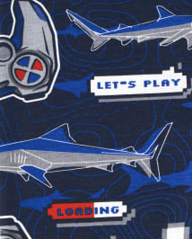 Boys Long Sleeve 'Game Over' Shark Video Game Snug Fit Cotton Pajamas ...