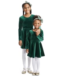 Girls Long Sleeve Velour Bow Back Dress | The Children's Place CA ...