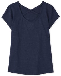 Girls Short Sleeve Flip Sequin Graphic Cross Back Top | The Children's ...