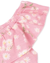 Toddler Girls Short Sleeve Floral Print Ruffle Top And Knit Skort 2 ...