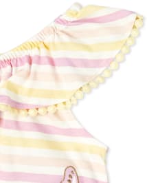Toddler Girls Short Sleeve Striped And Butterfly Ruffle Top And Knit ...