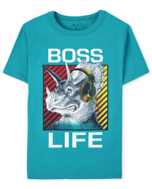 Boys Short Sleeve 'Boss Life' Dino Graphic Tee | The Children's Place ...