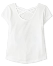 Girls Short Sleeve Animal Graphic Cross Back Top | The Children's Place ...