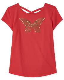 Girls Short Sleeve Animal Graphic Cross Back Top | The Children's Place ...