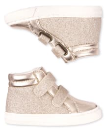 Toddler Girls Glitter Hi Top Sneakers | The Children's Place CA - ROSE GOLD