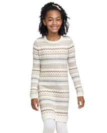 Girls Long Sleeve Fairisle Knit Sweater Dress | The Children's Place CA ...