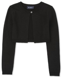 Girls Long Sleeve Metallic Cardigan | The Children's Place CA - BLACK