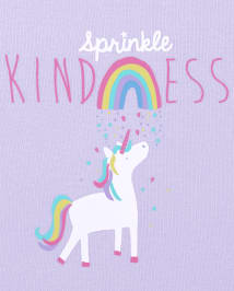 Baby And Toddler Girls Short Sleeve 'Sprinkle Kindness' Unicorn and 'Tiny And Mighty' Dino Snug ...