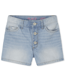 Girls Button Front High Waist Denim Shortie Shorts | The Children's ...