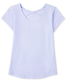 Girls Short Sleeve Graphic Cross Back Top | The Children's Place CA - PLUME