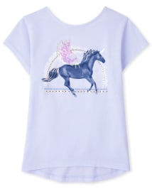 Girls Short Sleeve Graphic Cross Back Top | The Children's Place CA - PLUME