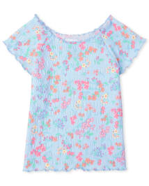 Girls Short Sleeve Floral Top - PARTY BLUE | The Children's Place CA