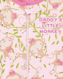 Baby And Toddler Girls Long Sleeve Moneky Print Snug Fit Cotton One ...