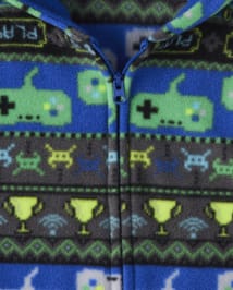 Boys Long Sleeve Gamer Fleece Hooded One Piece Pajamas | The Children's ...