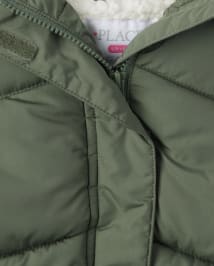 Girls Long Sleeve Puffer Jacket - GREEN | The Children's Place CA