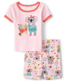 Baby And Toddler Girls Short Sleeve Koala Snug Fit Cotton Pajamas | The ...