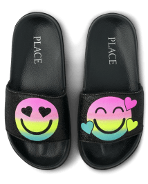 Girls Happy Face Slides | The Children's Place CA - BLACK