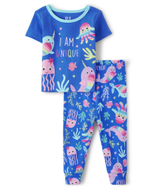 Baby And Toddler Girls Short Sleeve I Am Unique Snug Fit Cotton Pajamas ...