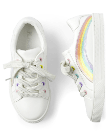 Girls Rainbow Low Top Sneakers | The Children's Place CA - WHITE