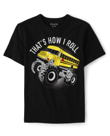 Boys Short Sleeve School Bus Graphic Tee | The Children's Place CA - BLACK