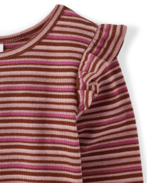 Baby And Toddler Girls Long Sleeve Striped Ribbed Flutter Top | The ...